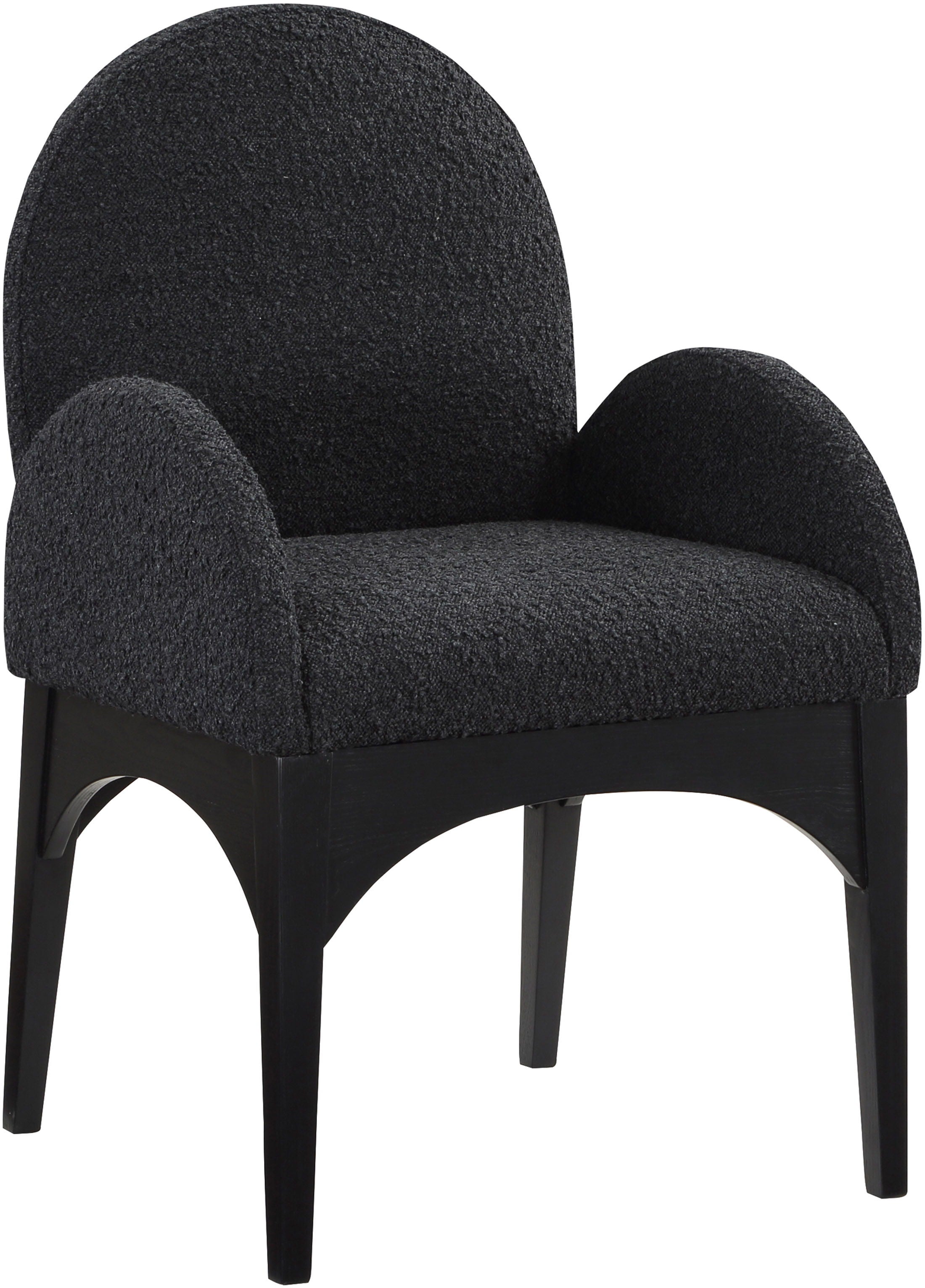 Waldorf - Boucle Dining Arm Chair With Black Legs – Leonardo Furniture