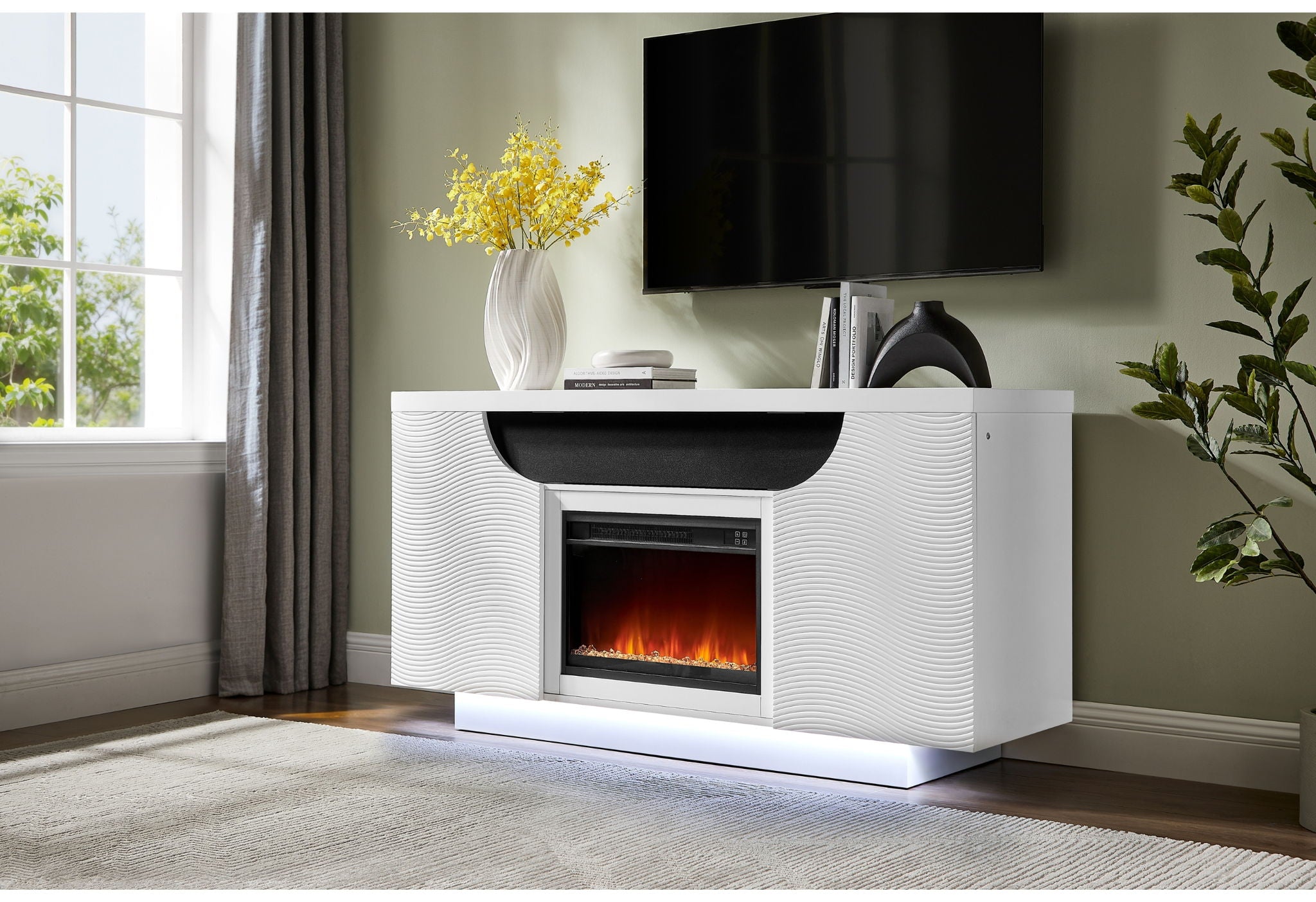 Aileen - 66" Entertainment Unit With LED, Speakers, Crystal Inserts An ...