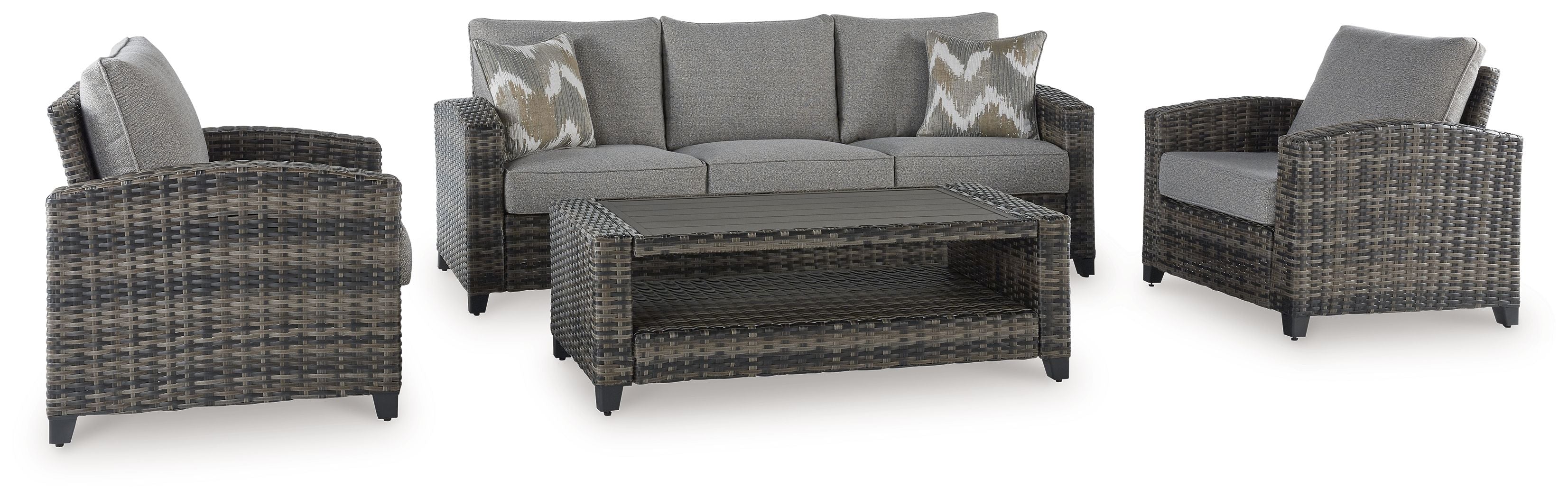 Oasis Court - Sofa, Chairs, Table Set (Set of 4) - Gray – Leonardo ...