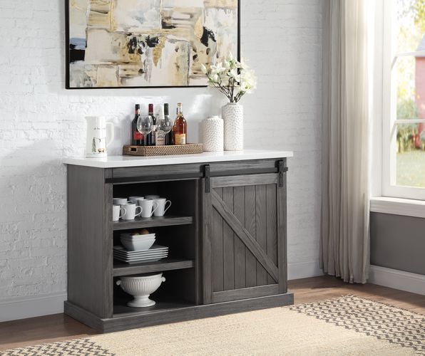 Gauri - Kitchen Island - Marble Top Top & Gray Oak – Leonardo Furniture