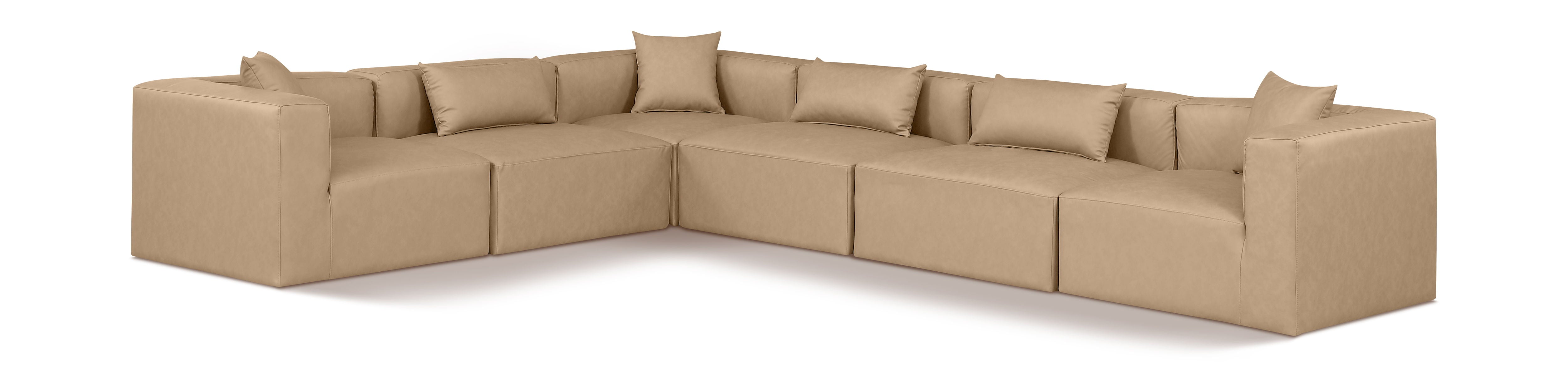 Cube - 6 Piece Modular Corner Sectional - Tan – Leonardo Furniture