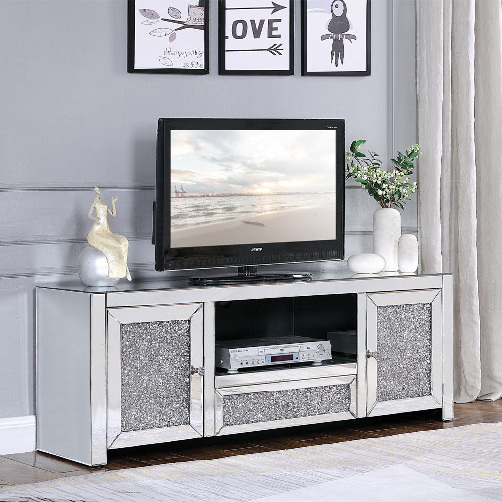 Noralie - TV Stand - Mirrored & Faux Diamonds – Leonardo Furniture